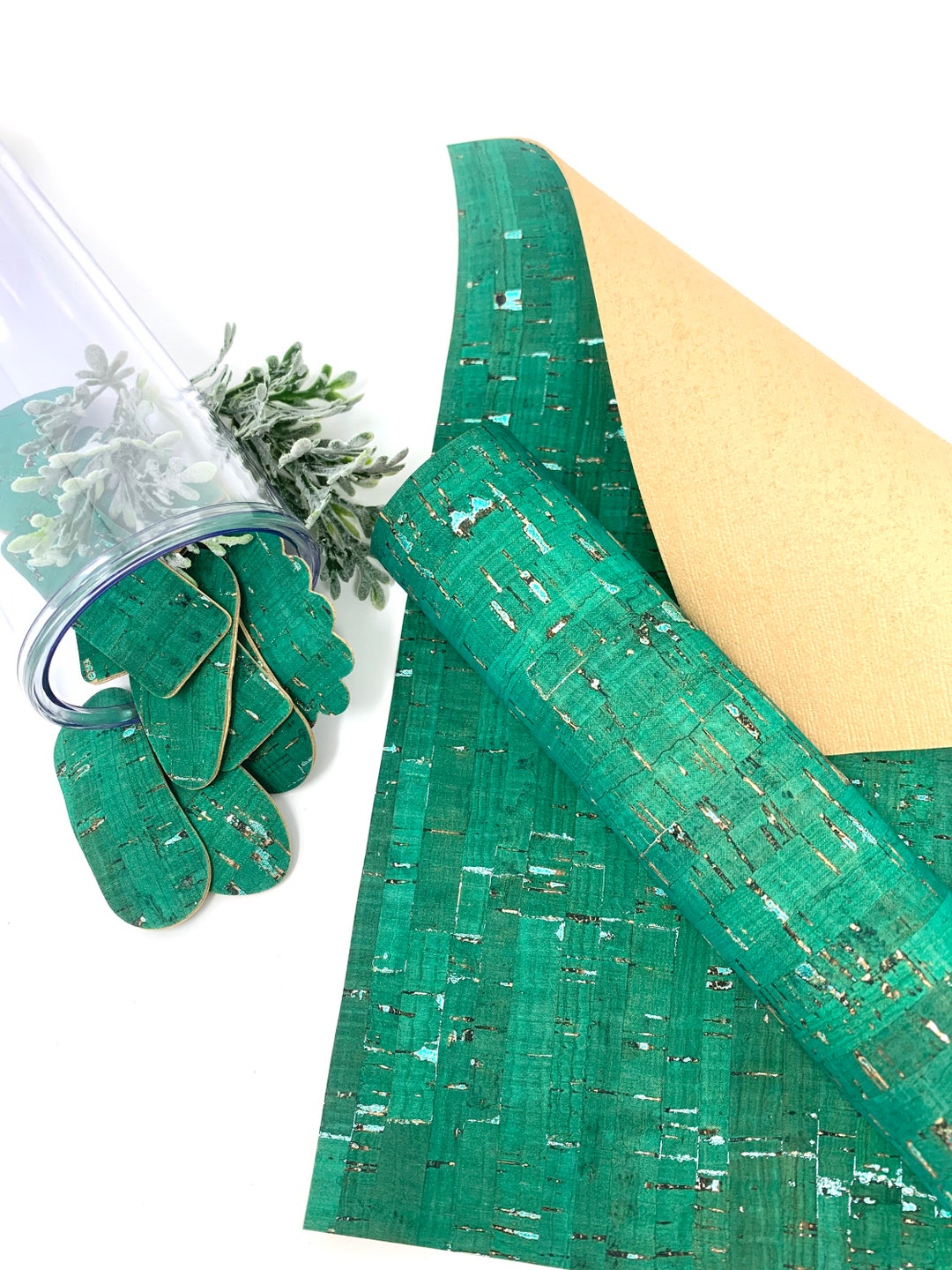 GREEN Cork Print Leather Sheets. Cork Sheets Green Cork. Cork Fabric ...