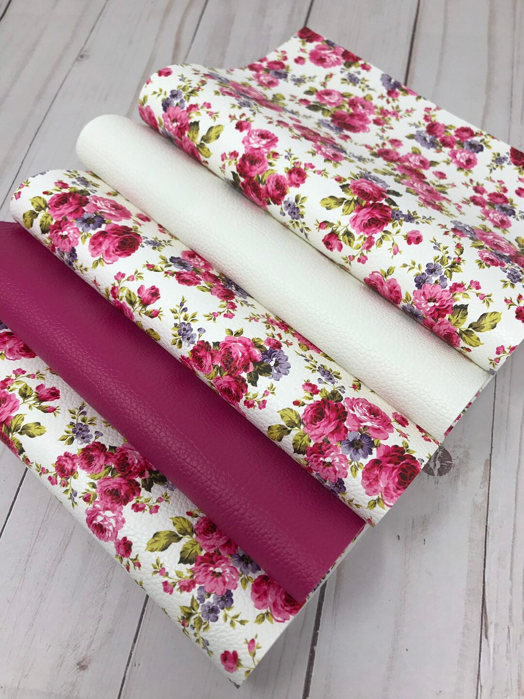 Floral Faux Leather Sheet: Pink Flower Print, DIY Craft Supplies - Etsy