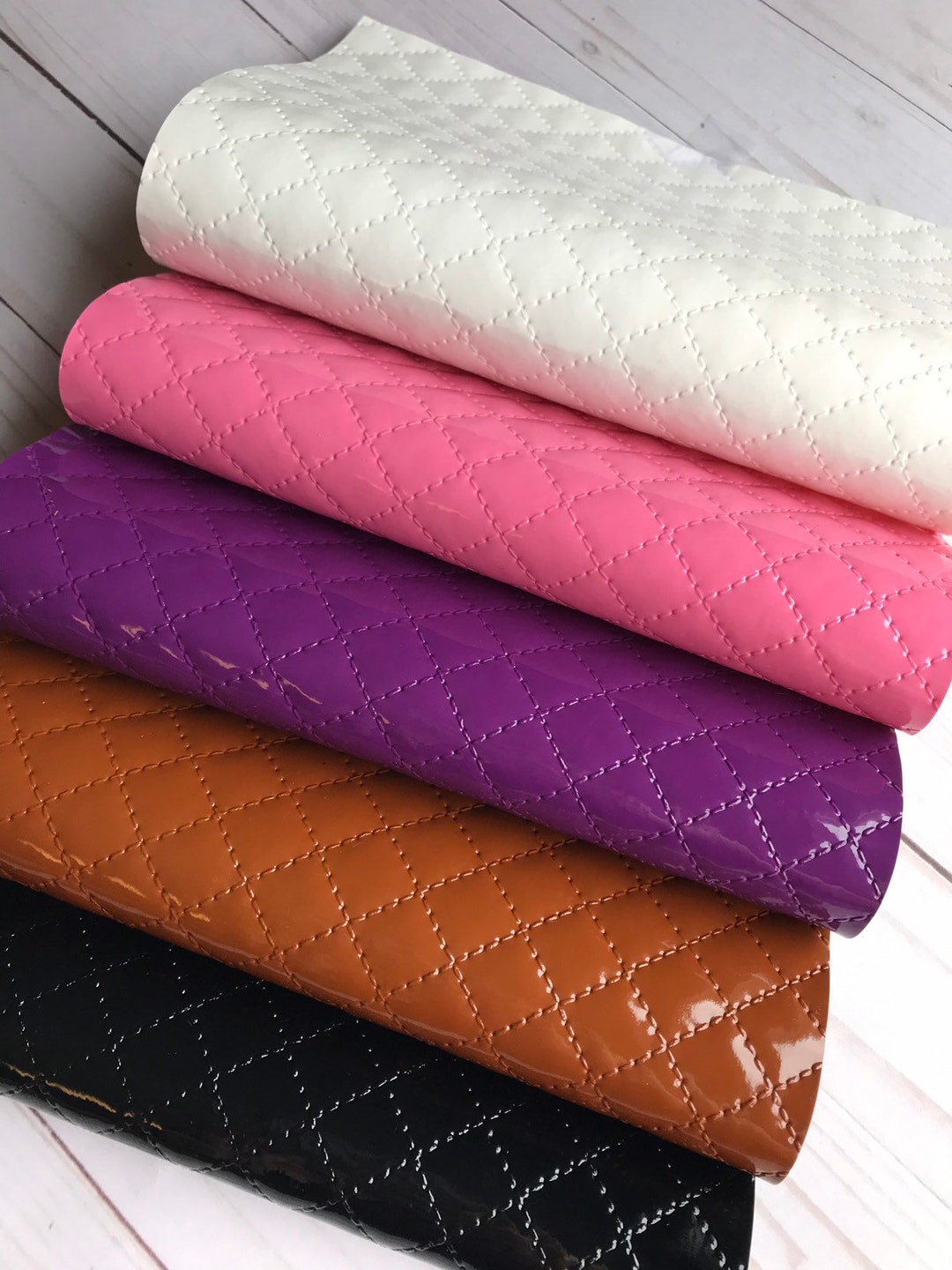 Glossy Quilt Texture Faux Leather Sheets: Craft & Hair Bow Supplies - Etsy