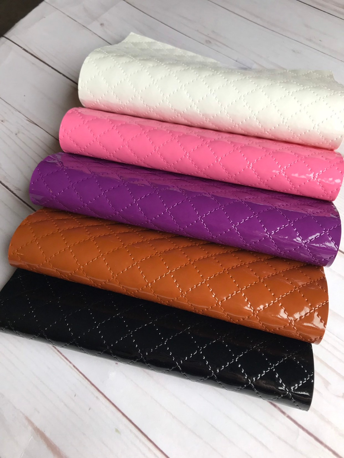 GLOSSY QUILT texture faux leather sheets. Texture leather | Etsy