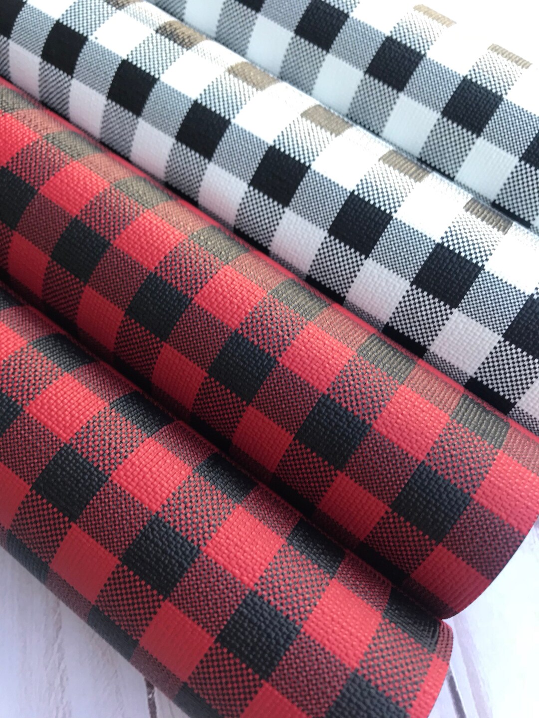 Buffalo Plaid Leather Rolls 8x52, Small Print, PVC Leather Plaid Sheets ...
