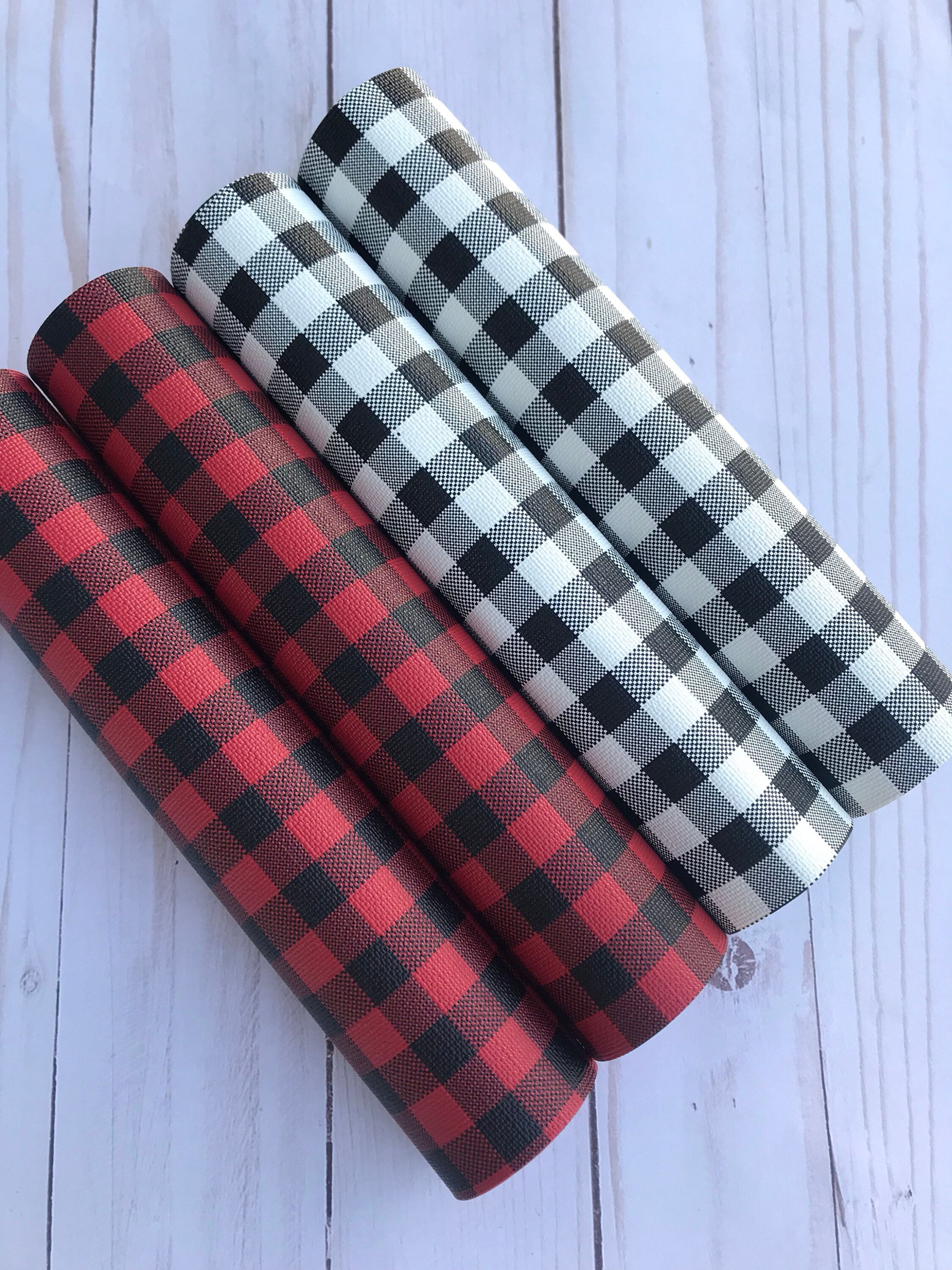 Buffalo plaid leather rolls 8x52 small print PVC leather | Etsy