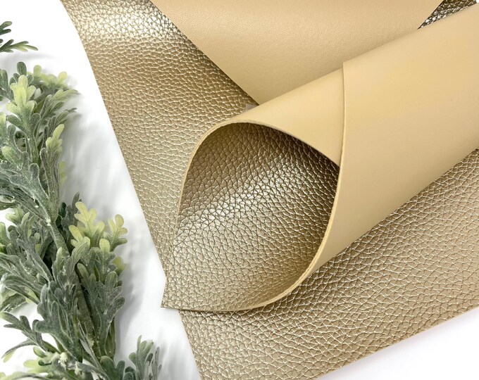 GOLD Double Sided Leather. Smooth on One Side Litchi Texture on the ...