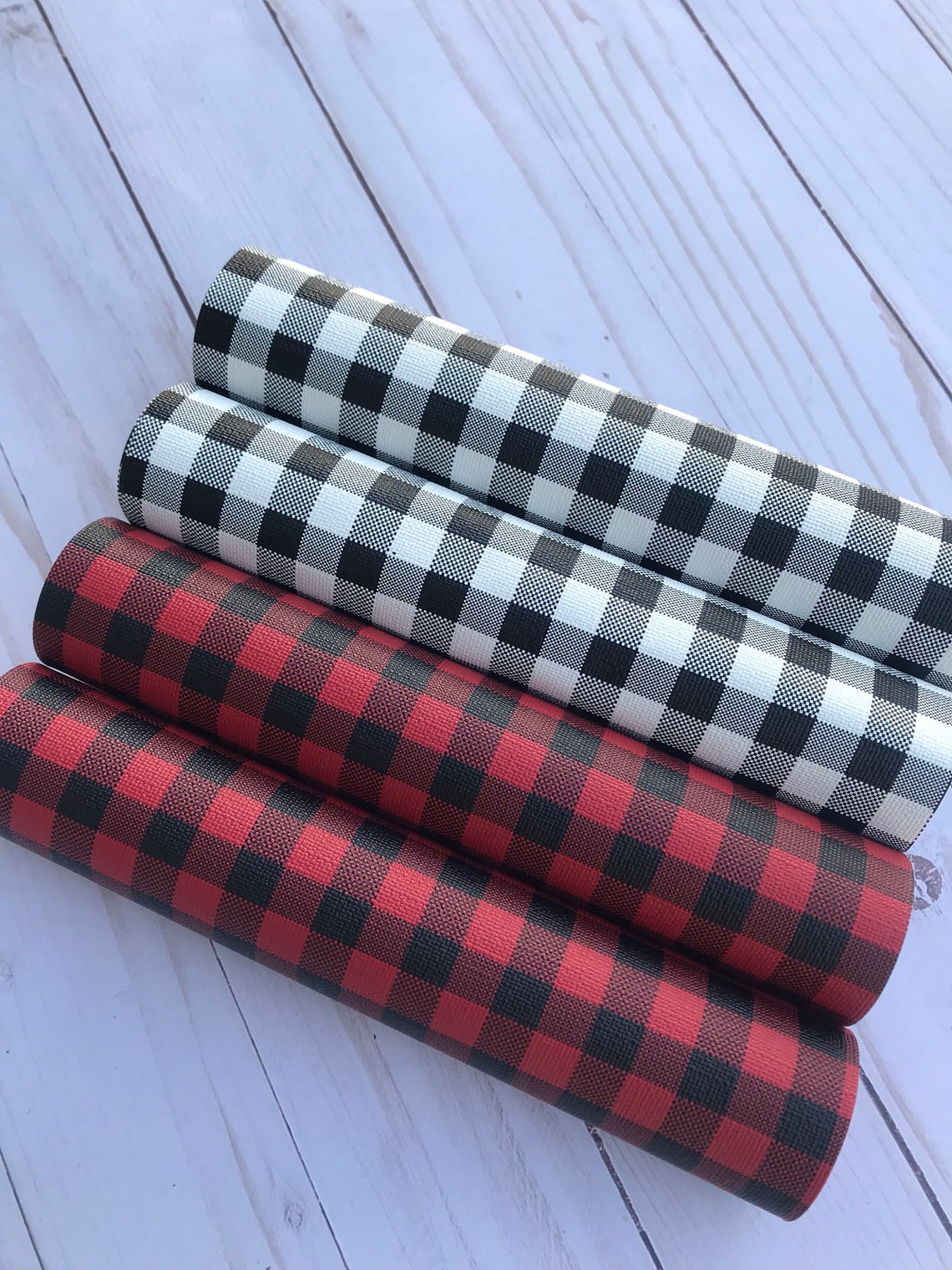 Buffalo plaid leather rolls 8x52 small print PVC leather | Etsy