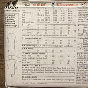 Simplicity New Look 6020 Sewing Pattern | Coat Sewing Pattern Size XS ...