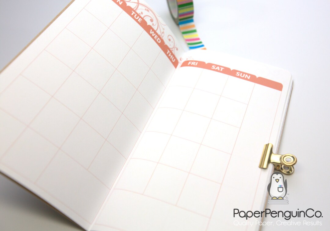 M007: Undated 12 Month Colorful Swirl Calendar Bright White Paper 118 ...