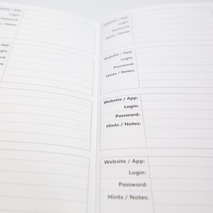 N021: Password Tracker Website App Username Login Book Bright White ...