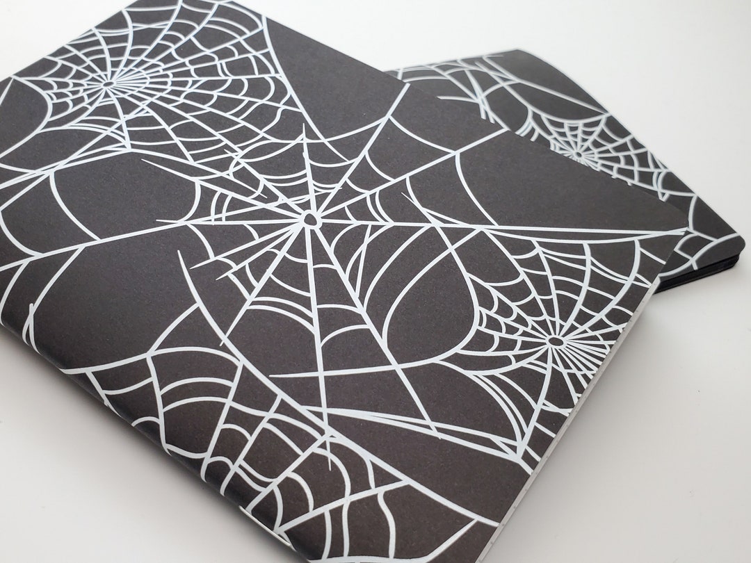 N032: Halloween White Spider Webs Black Cover Bright White Paper 118 ...