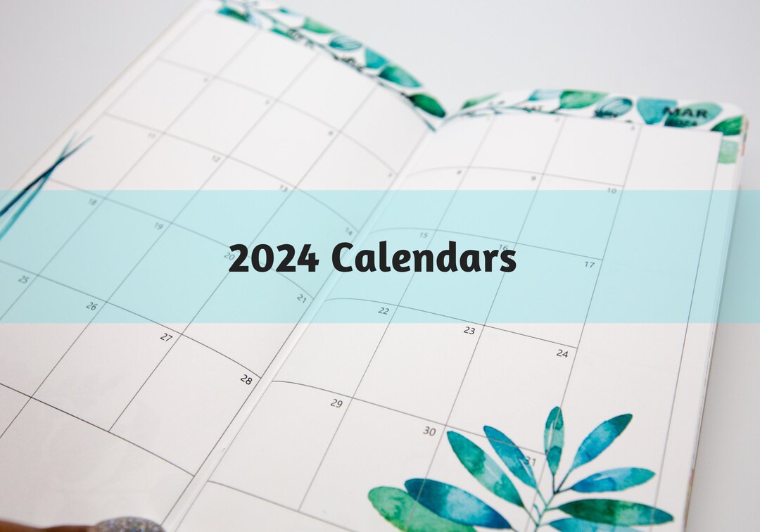 M010: 2024 Floral Monthly Calendar Bright White Paper 118 GSM 40 Pages ...