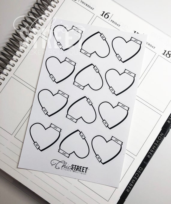 Large Heart Sticky Notes Hand Drawn Stickers Planner | Etsy