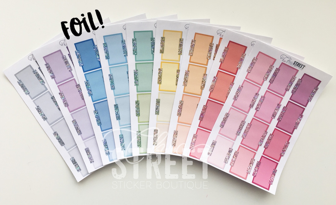 FOIL | Sticky Note Half Boxes With Glitter Washi | Planner Stickers - Etsy