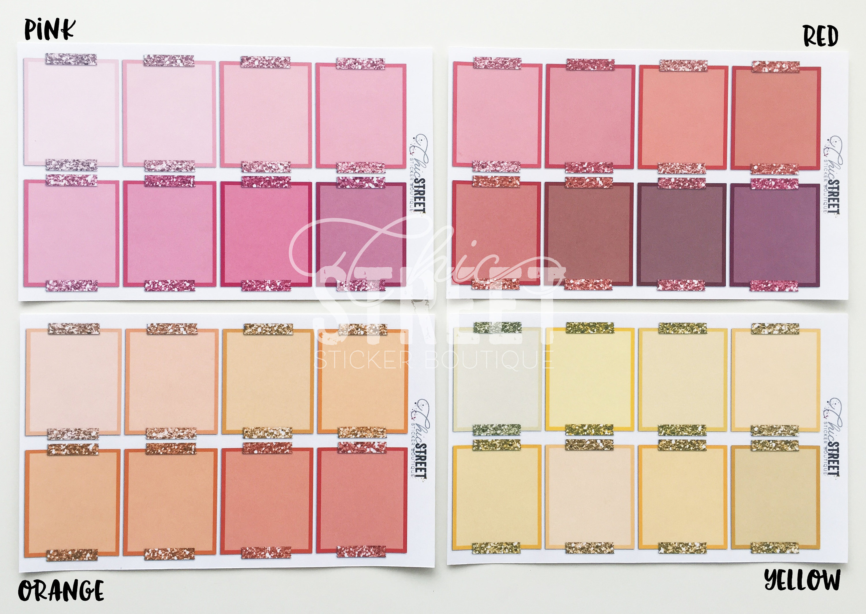 Sticky Note Full Boxes With Glitter Washi Planner Stickers - Etsy