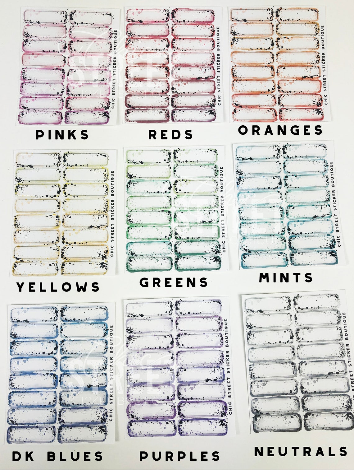 Watercolor Quarter Boxes FOIL Planner Stickers - Etsy