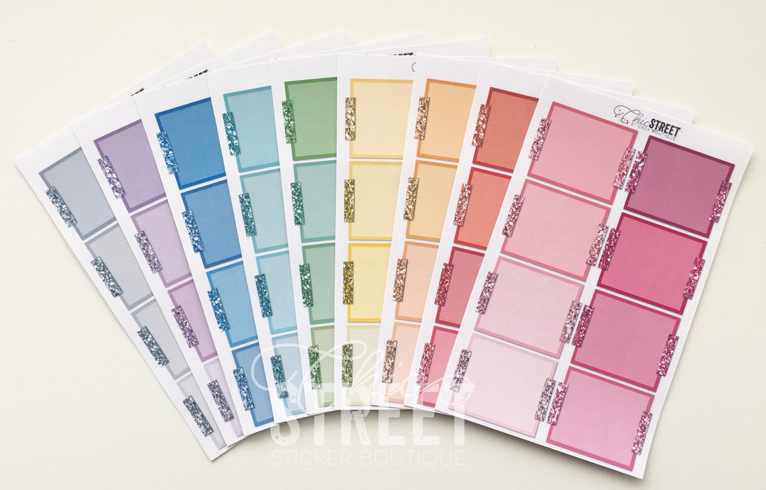 Sticky Note Full Boxes With Glitter Washi | Planner Stickers - Etsy
