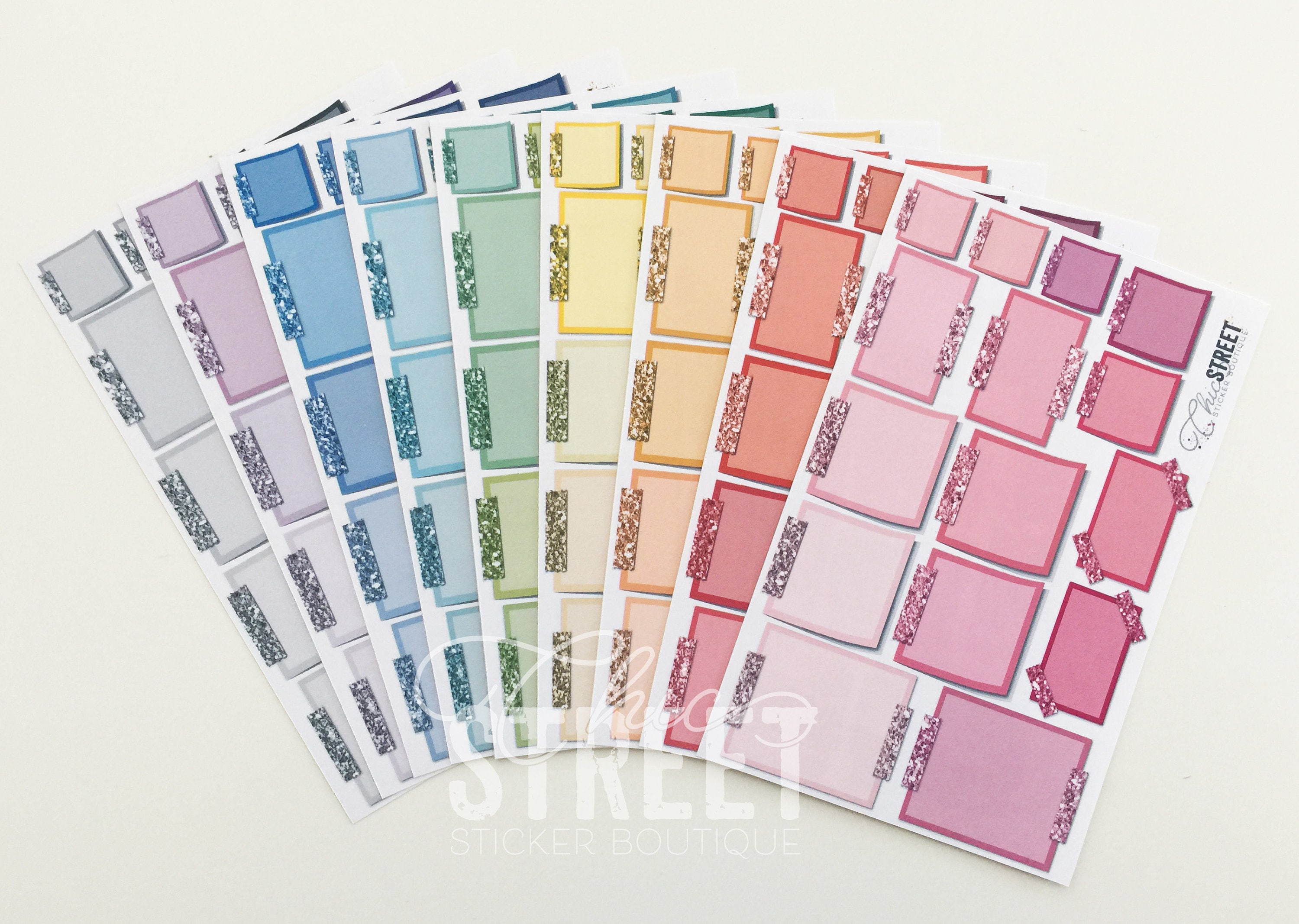 Sticky Note Samplers With Glitter Washi | Planner Stickers - Etsy