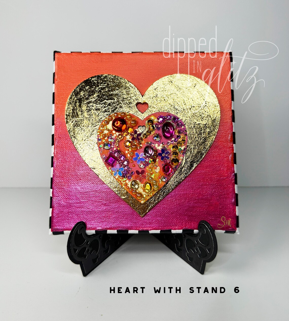 Hearts With Stands | 6"x6" | Hand Painted and Embellished - Etsy