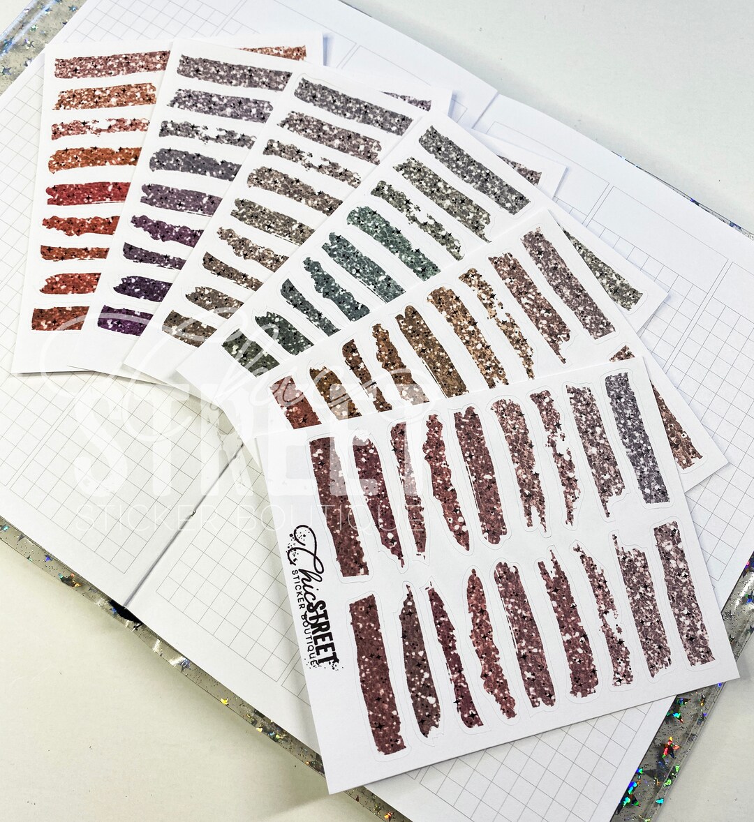 Neutral Glitter Paint Swooshes FOIL Planner Stickers - Etsy