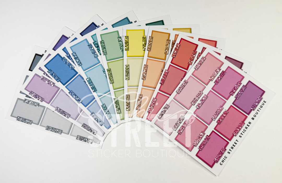 Small Sticky Note Half Boxes With Glitter Washi | Planner Stickers - Etsy