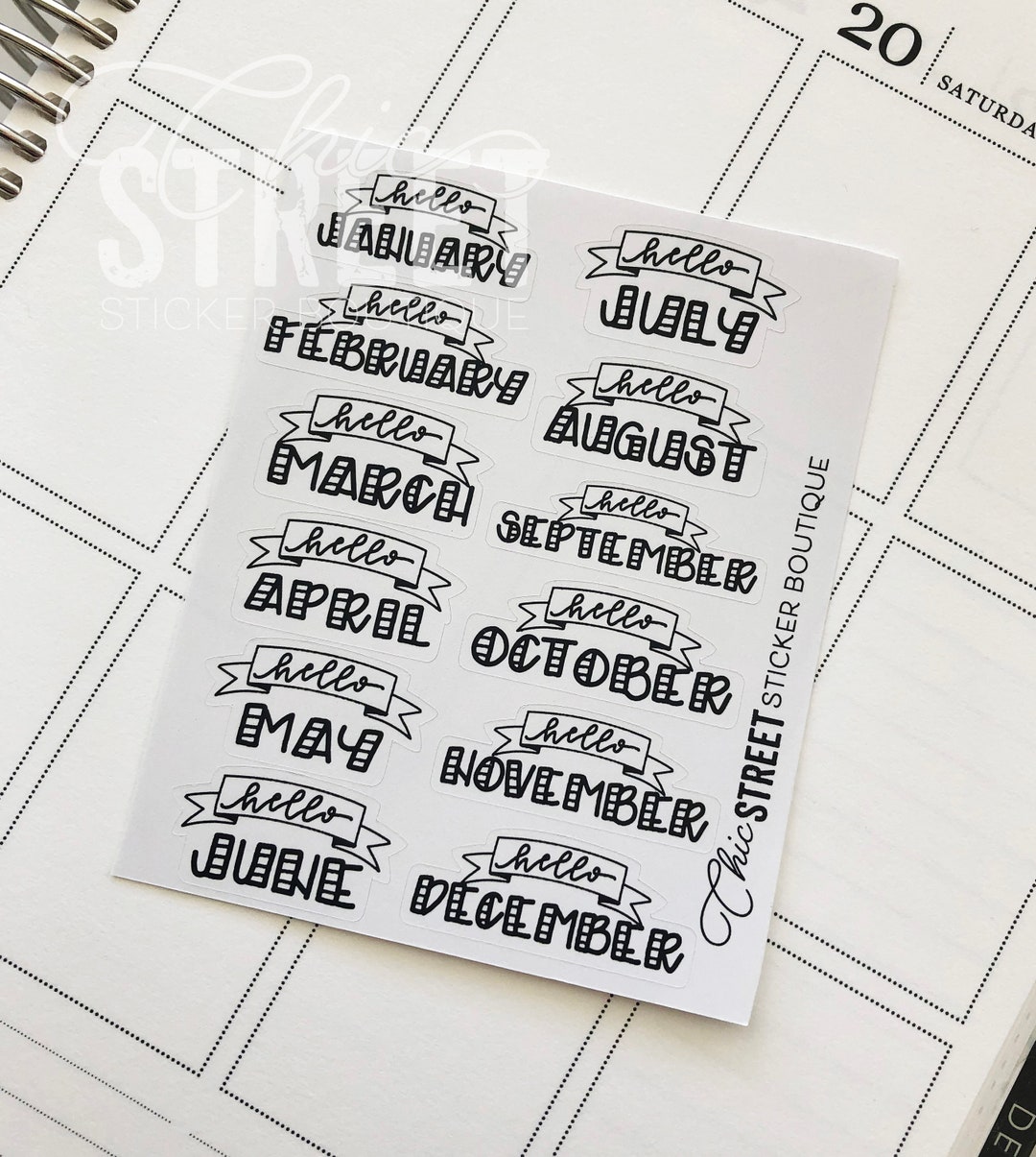 Hello Months | Hand Drawn Stickers | Planner Stickers - Etsy