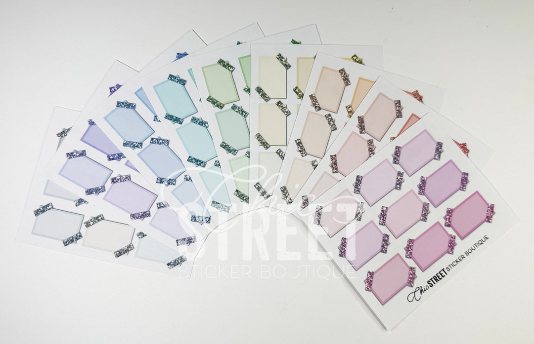 Pastel Small Sticky Note Side Half Boxes With Glitter Washi | Planner ...