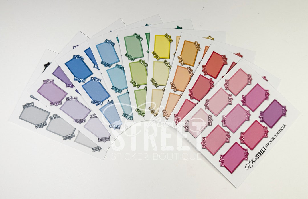 Small Sticky Note Side Half Boxes With Glitter Washi | Planner Stickers ...