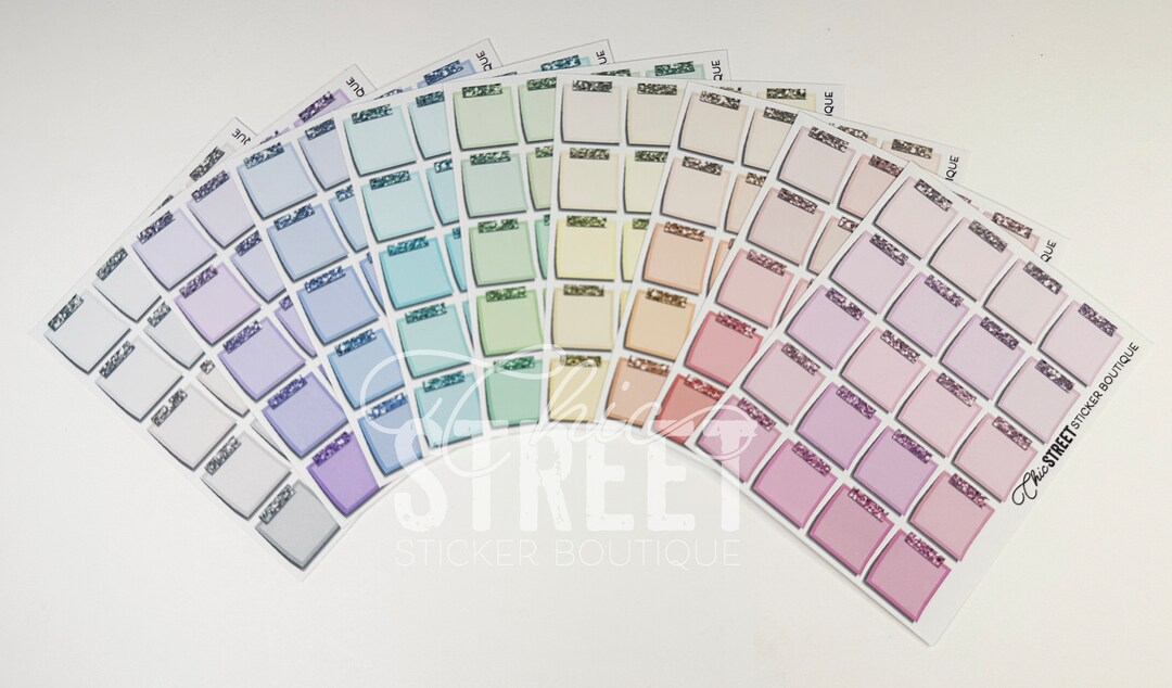 Pastel Mini Sticky Notes With Glitter Washi | Planner Stickers - Etsy