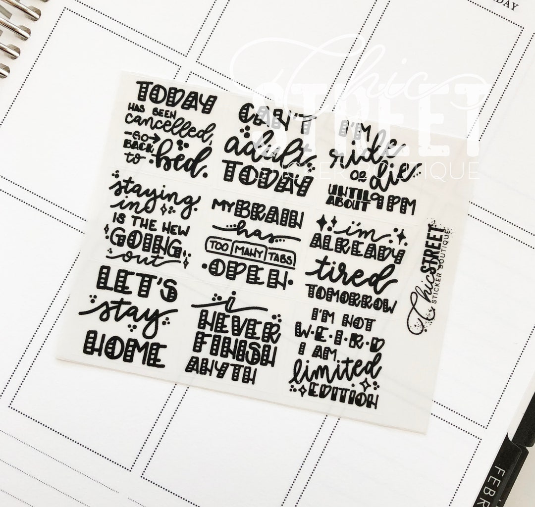 Sticky Note Sayings Snarky Quotes Hand Drawn Stickers - Etsy