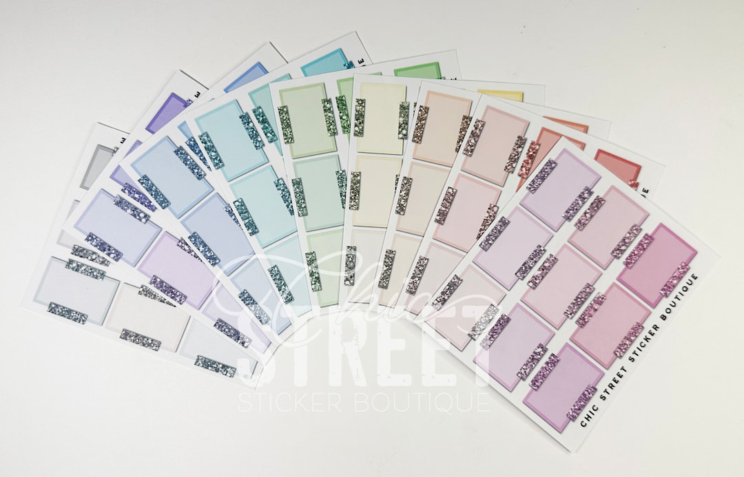 Pastel Small Sticky Note Half Boxes With Glitter Washi | Planner ...