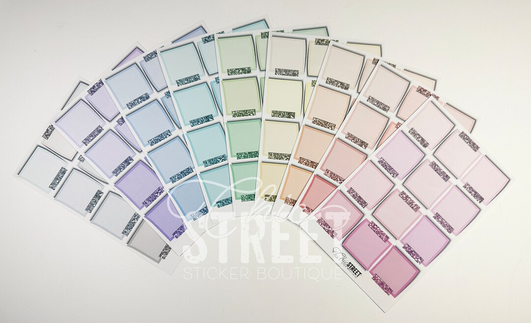 Pastel Large Sticky Notes With Glitter Washi | Planner Stickers - Etsy