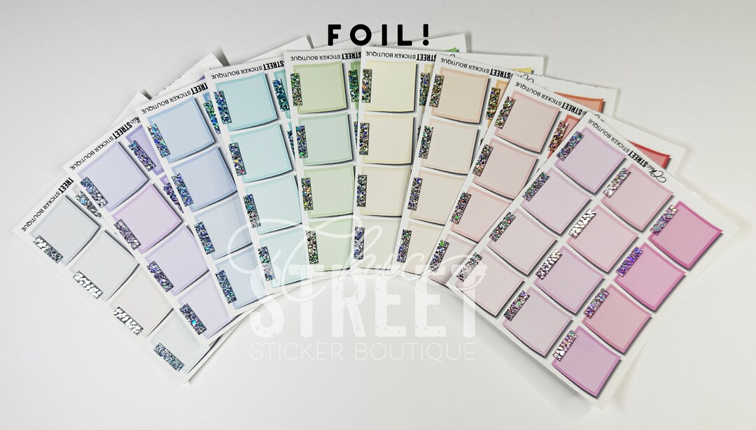 FOIL | Pastel Small Sticky Notes With Glitter Washi | Planner Stickers ...