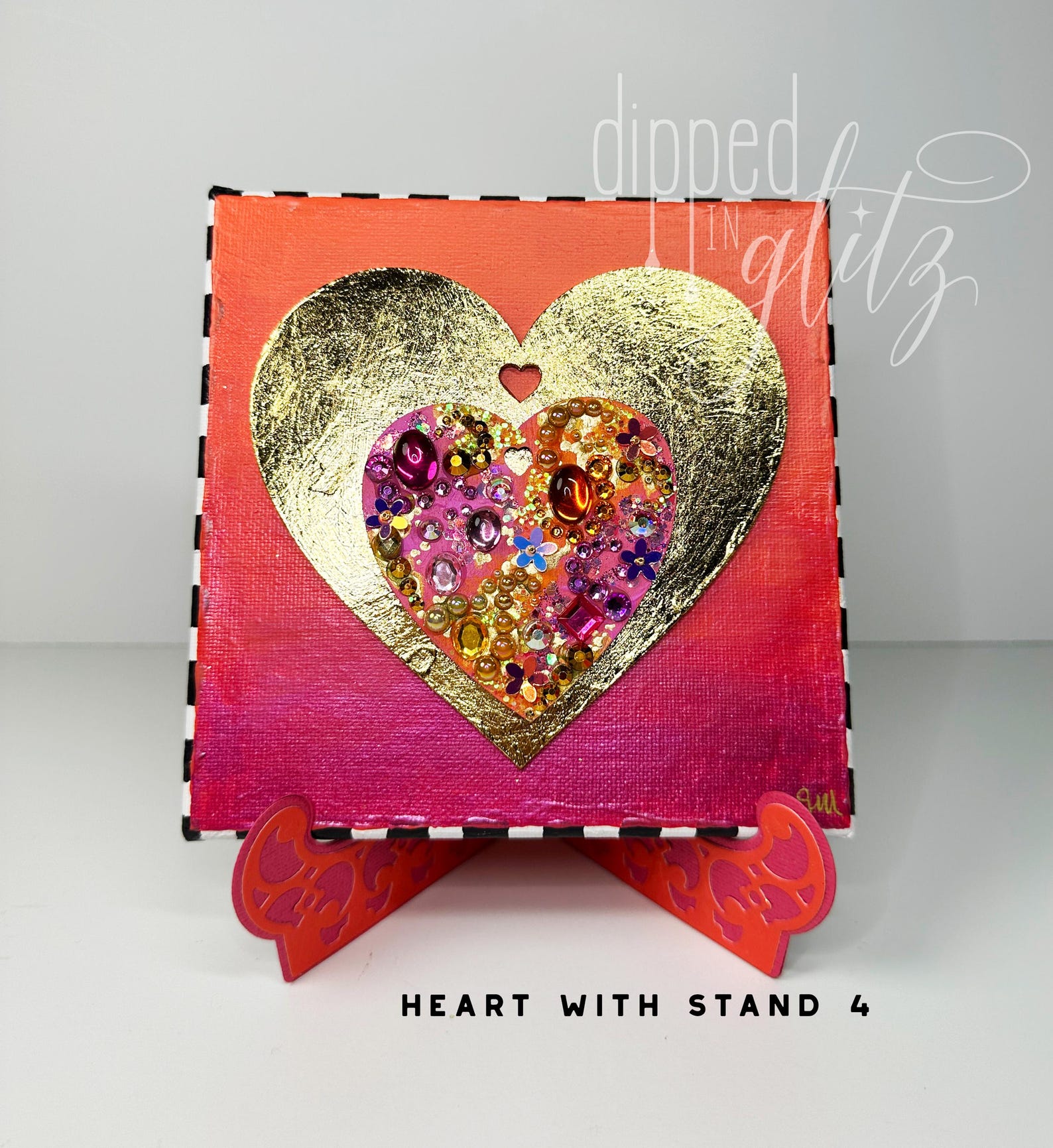 Hearts With Stands | 6"x6" | Hand Painted and Embellished - Etsy
