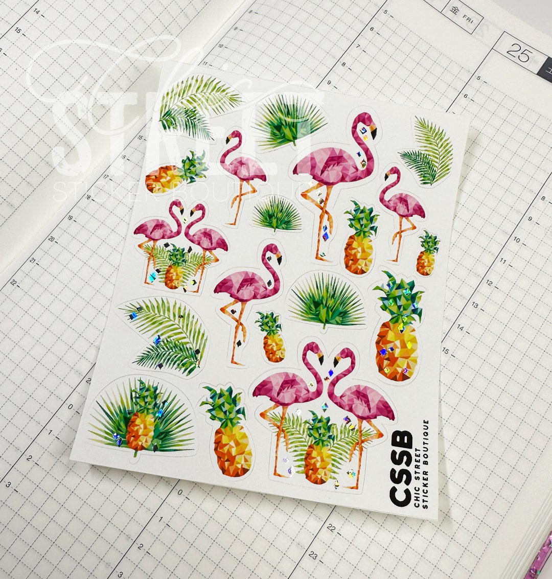 Geo Flamingo foil Deco Planner Stickers - Etsy