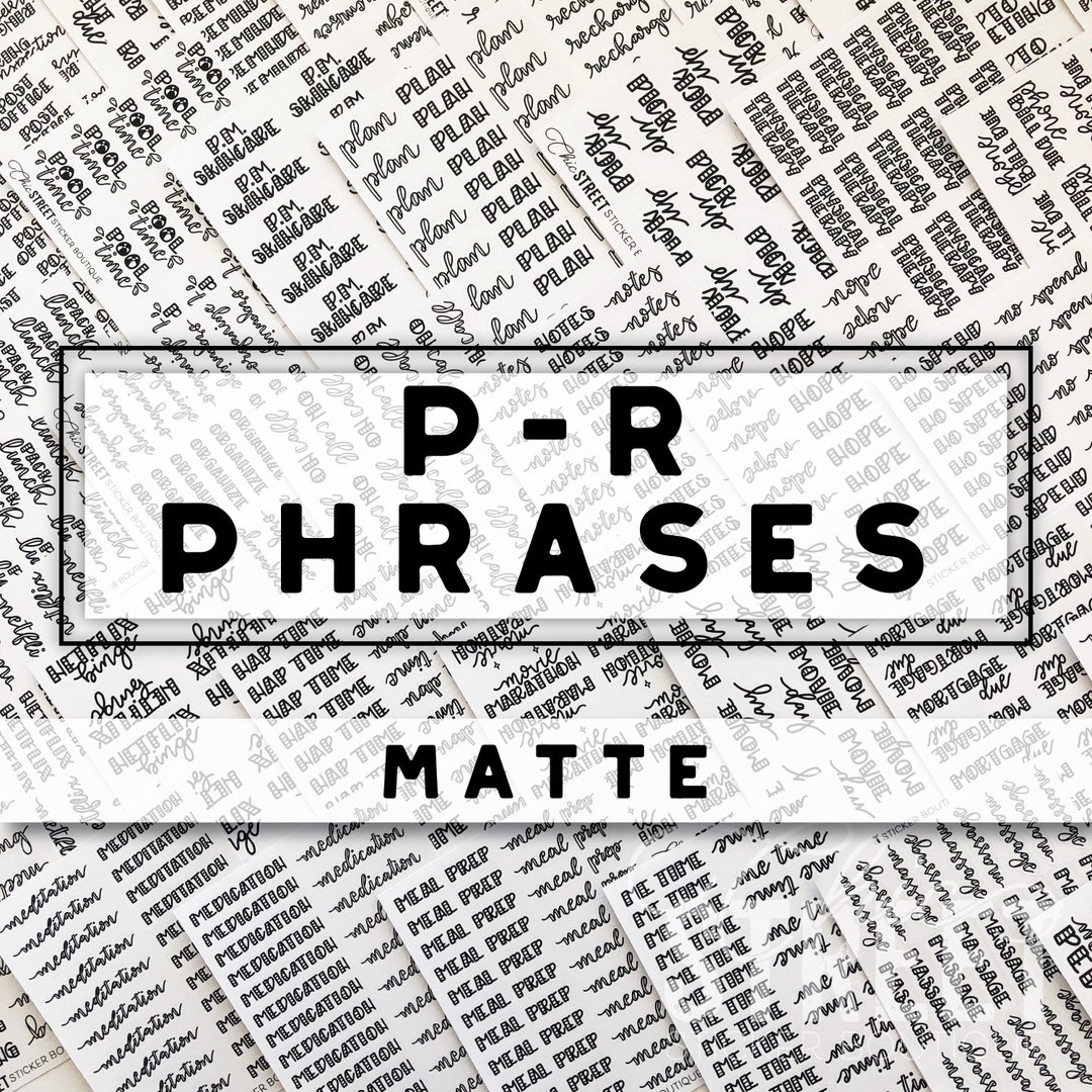 P-R Hand Lettered Phrases | Matte | Planner Stickers - Etsy