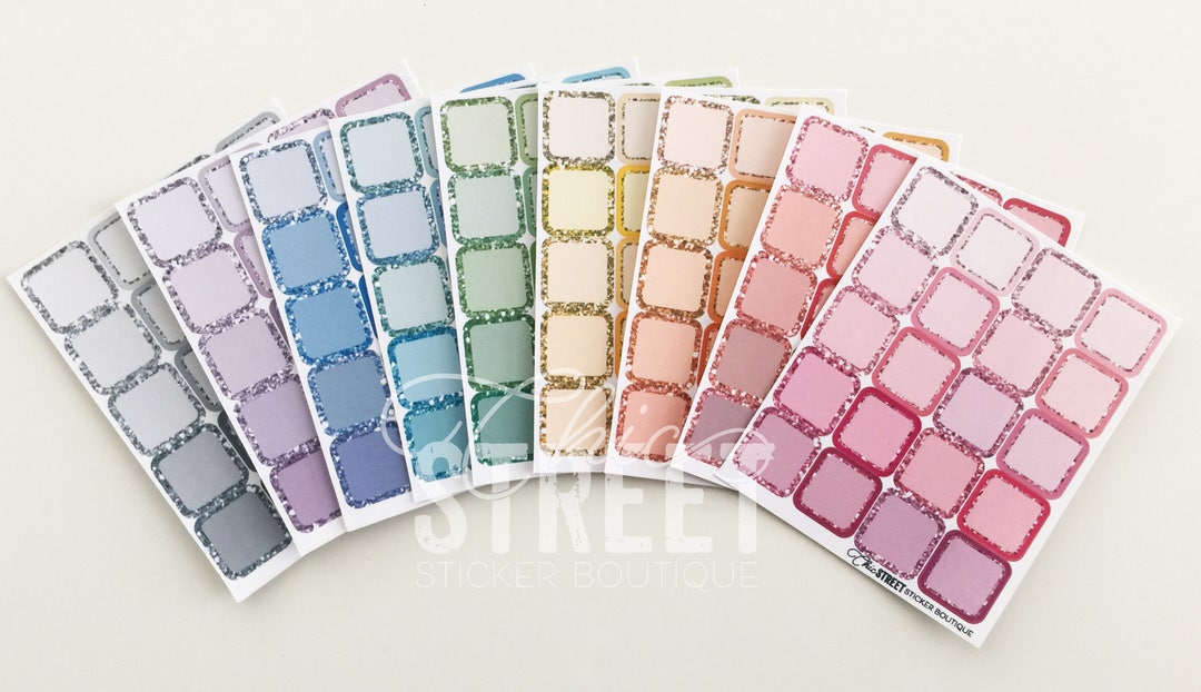 Glitter Small Square Boxes | Planner Stickers - Etsy