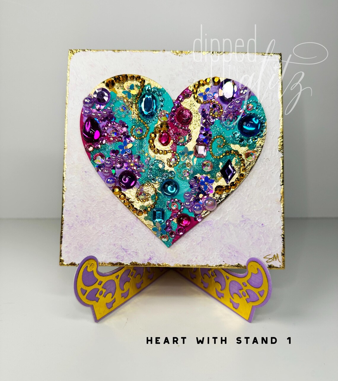 Hearts With Stands | 6"x6" | Hand Painted and Embellished - Etsy