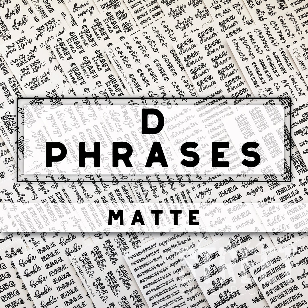 D Hand Lettered Phrases | Matte | Planner Stickers - Etsy