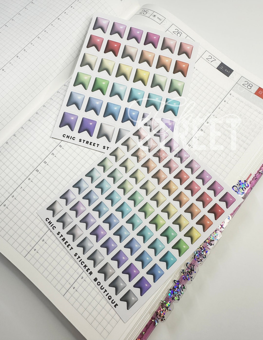 Pastel Bubble Flags | Hand Drawn | Planner Stickers - Etsy