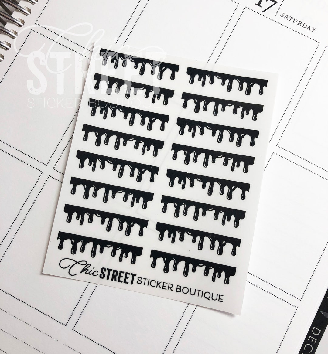 Drip Drop Headers | Planner Stickers - Etsy