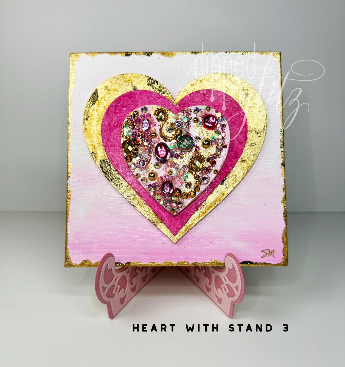 Hearts With Stands | 6"x6" | Hand Painted and Embellished - Etsy