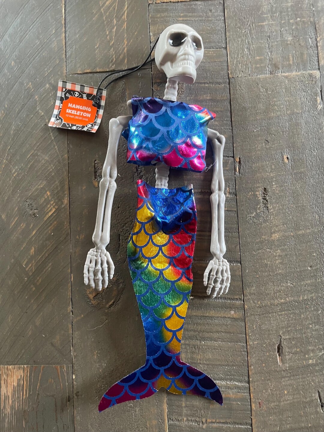 NEW- Hanging Rainbow Skeleton Mermaid for Jeep, Work, Garage Halloween ...