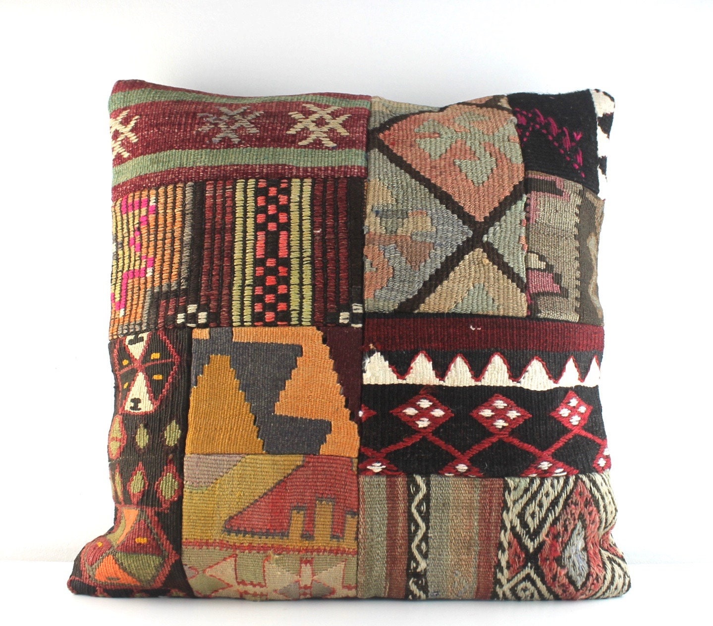 Patchwork Kilim Pillow Cover, Kilim Pillow 20X20, Kilim Pillows, Kilim ...