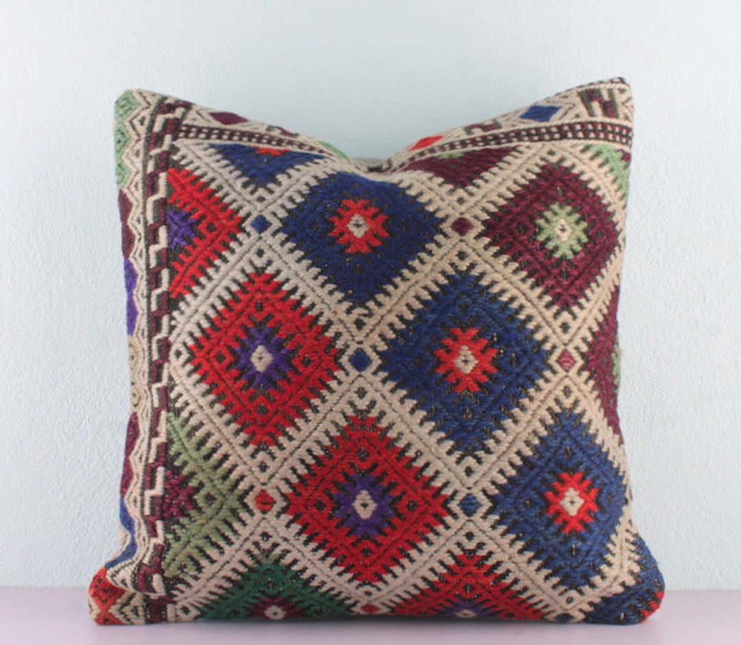 Decorative Kilim Pillow, Kilim Pillow Cover, Kilim Pillow 16X16, Kilim ...