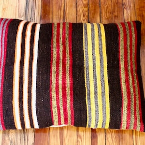 28x22 Kilim Floor Pillow, Large Striped Pillow, Oversized Kilim Pillow ...