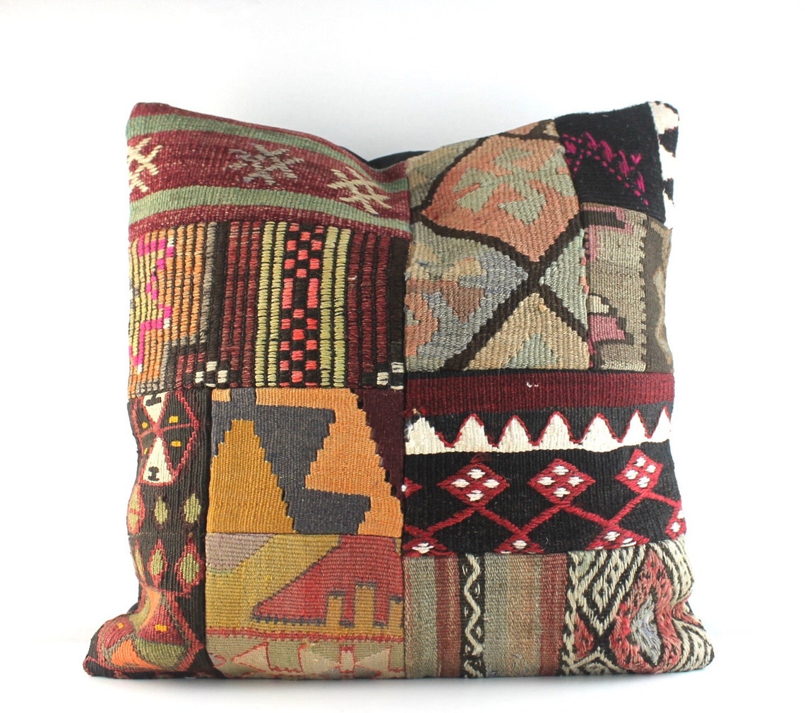 Patchwork Kilim Pillow Cover, Kilim Pillow 20X20, Kilim Pillows, Kilim ...