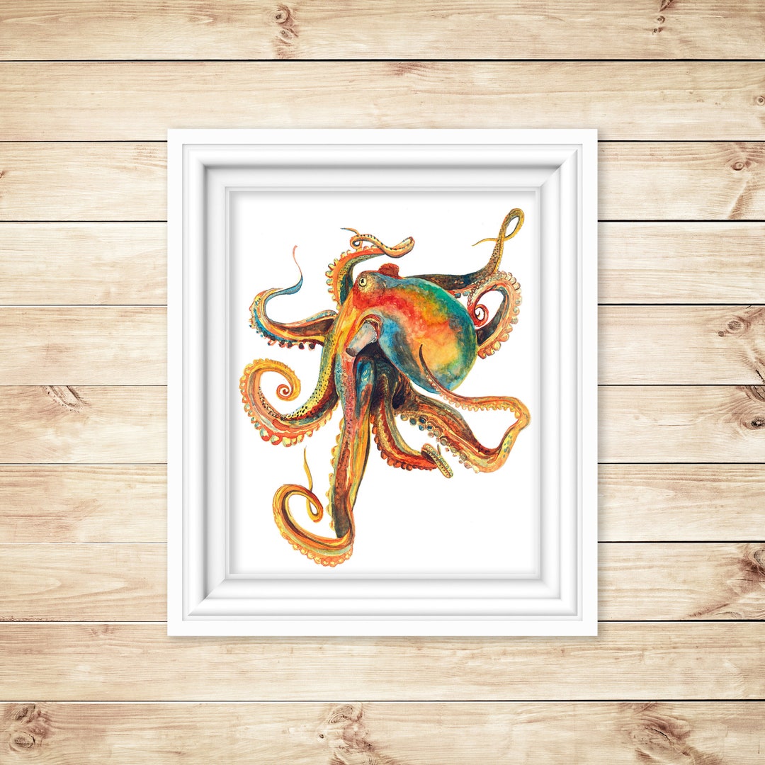 Octopus 2 Watercolor Print - Etsy