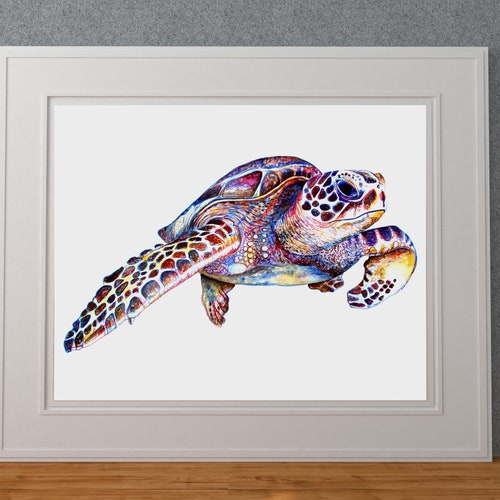 The Mini Sea Turtle Art Sticker - Etsy