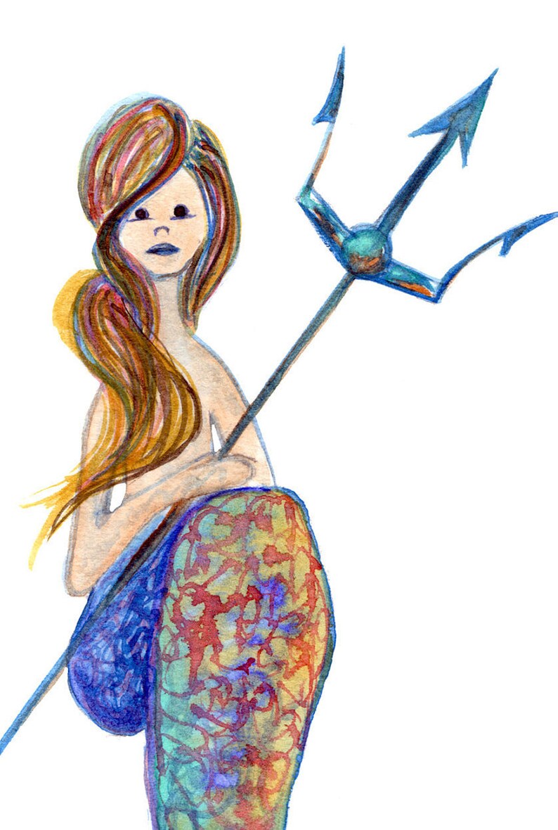 Mermaid Holding Trident - Etsy