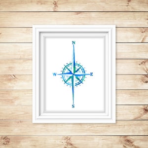 Compass Rose Watercolor Print - Etsy