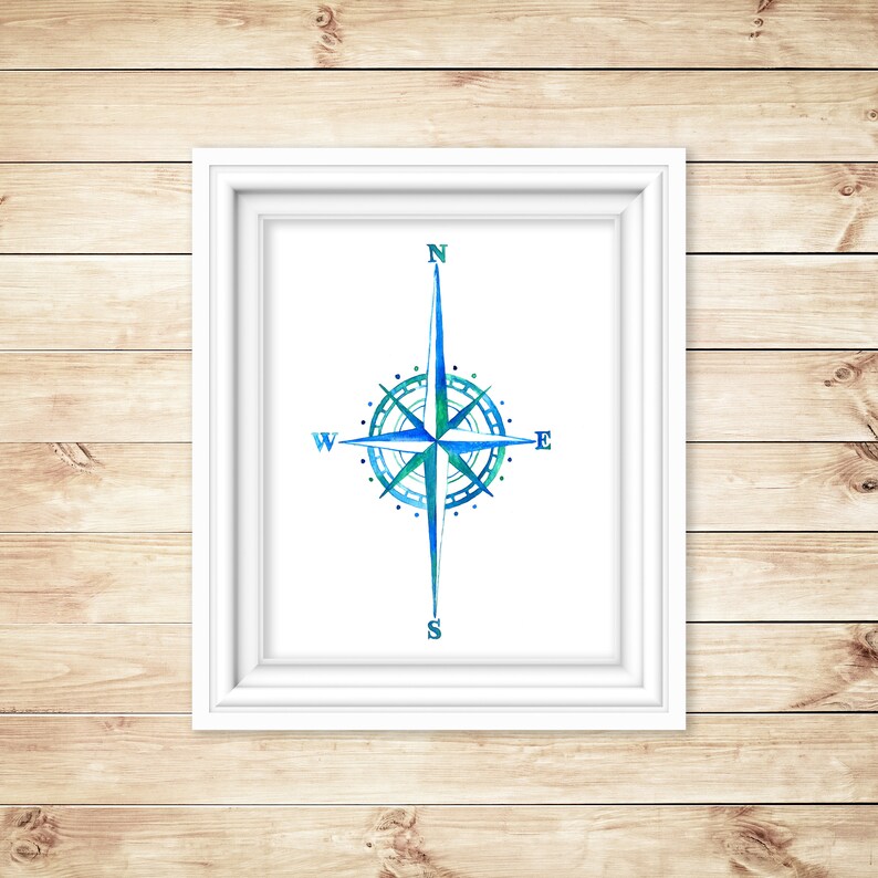 Compass Rose Watercolor Print - Etsy