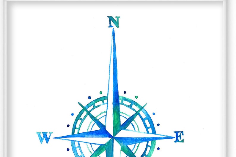Compass Rose Watercolor Print - Etsy
